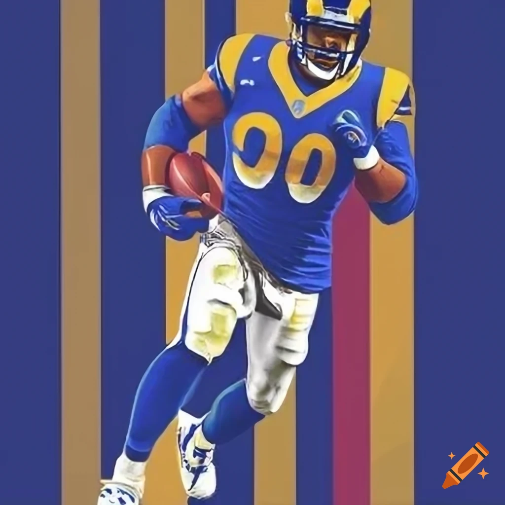 Vintage style football poster of aaron donald in nfl rams uniform on ...