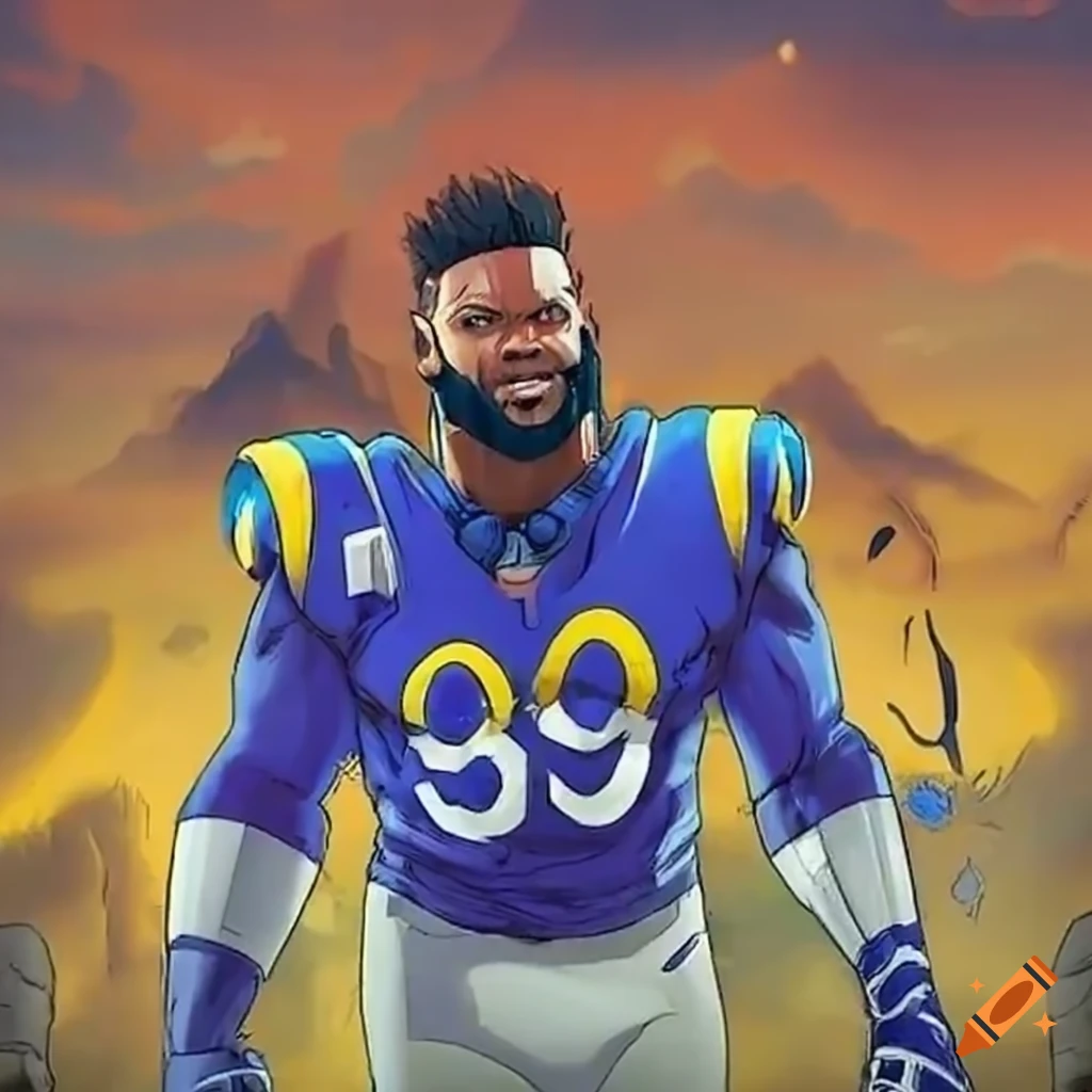 Aaron donald portrayed as a superhero on Craiyon