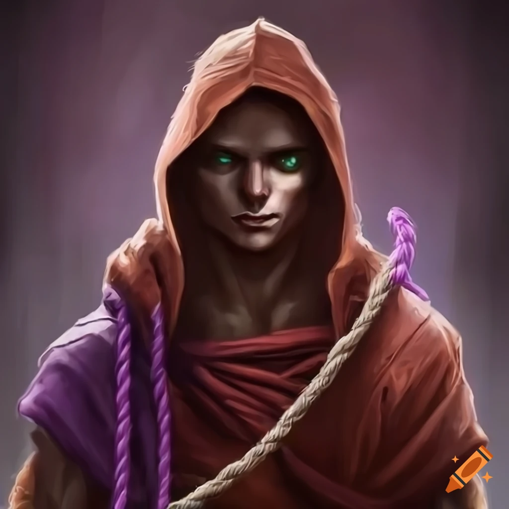 Male human monk warrior with hood up in epic fantasy 4k portrait on Craiyon