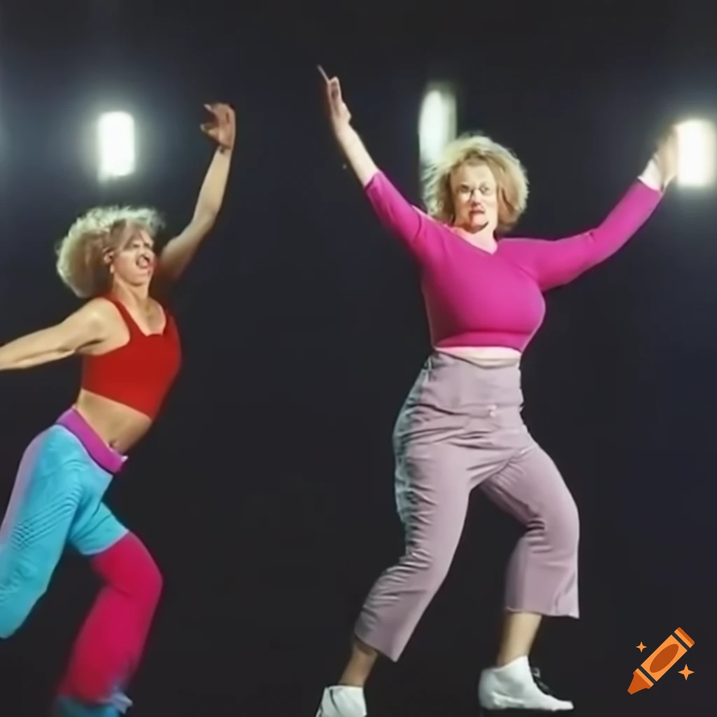 Group of politicians in an 80s dance workout video on Craiyon