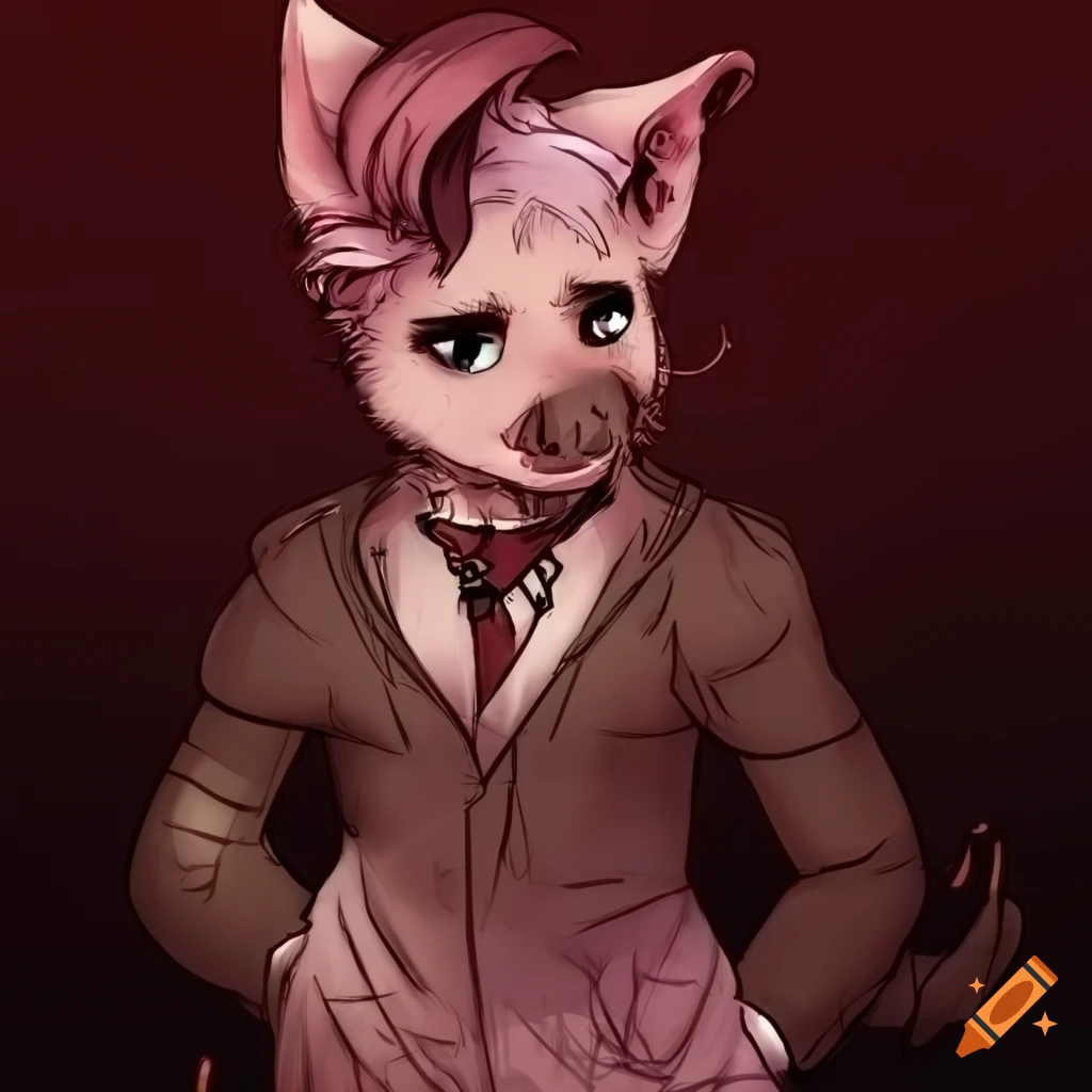 Male skinny emo pig fursona adopt reference sheet on Craiyon