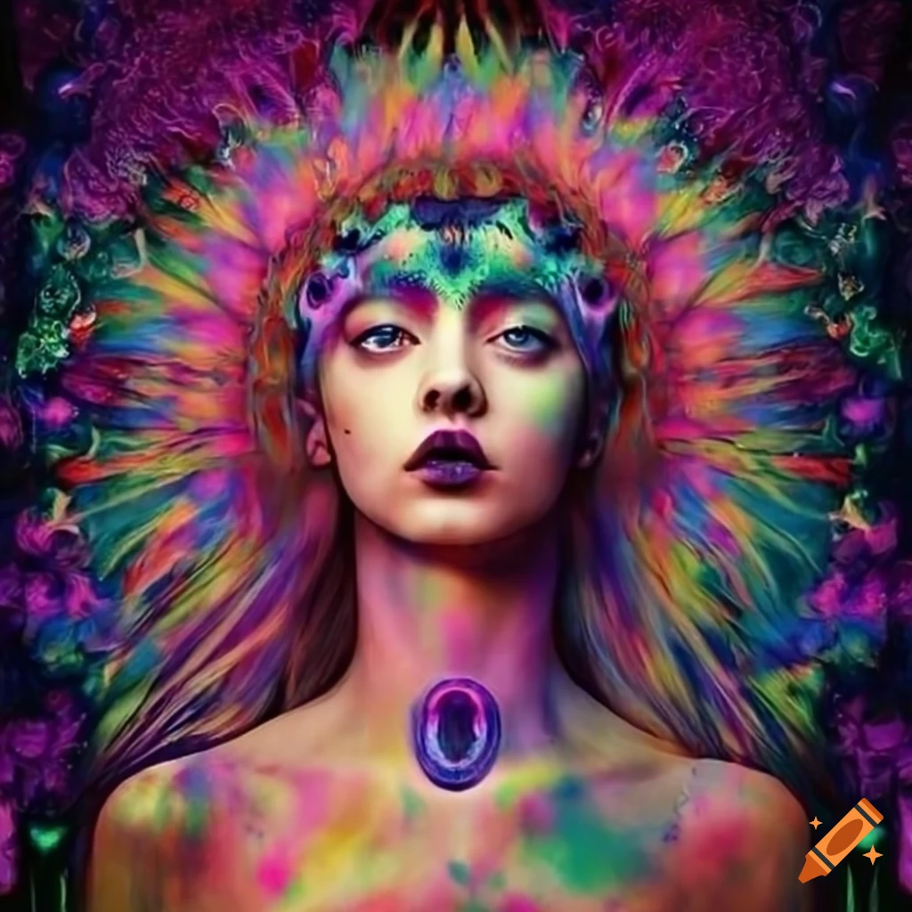 Surreal and psychedelic artwork of a dream girl on Craiyon