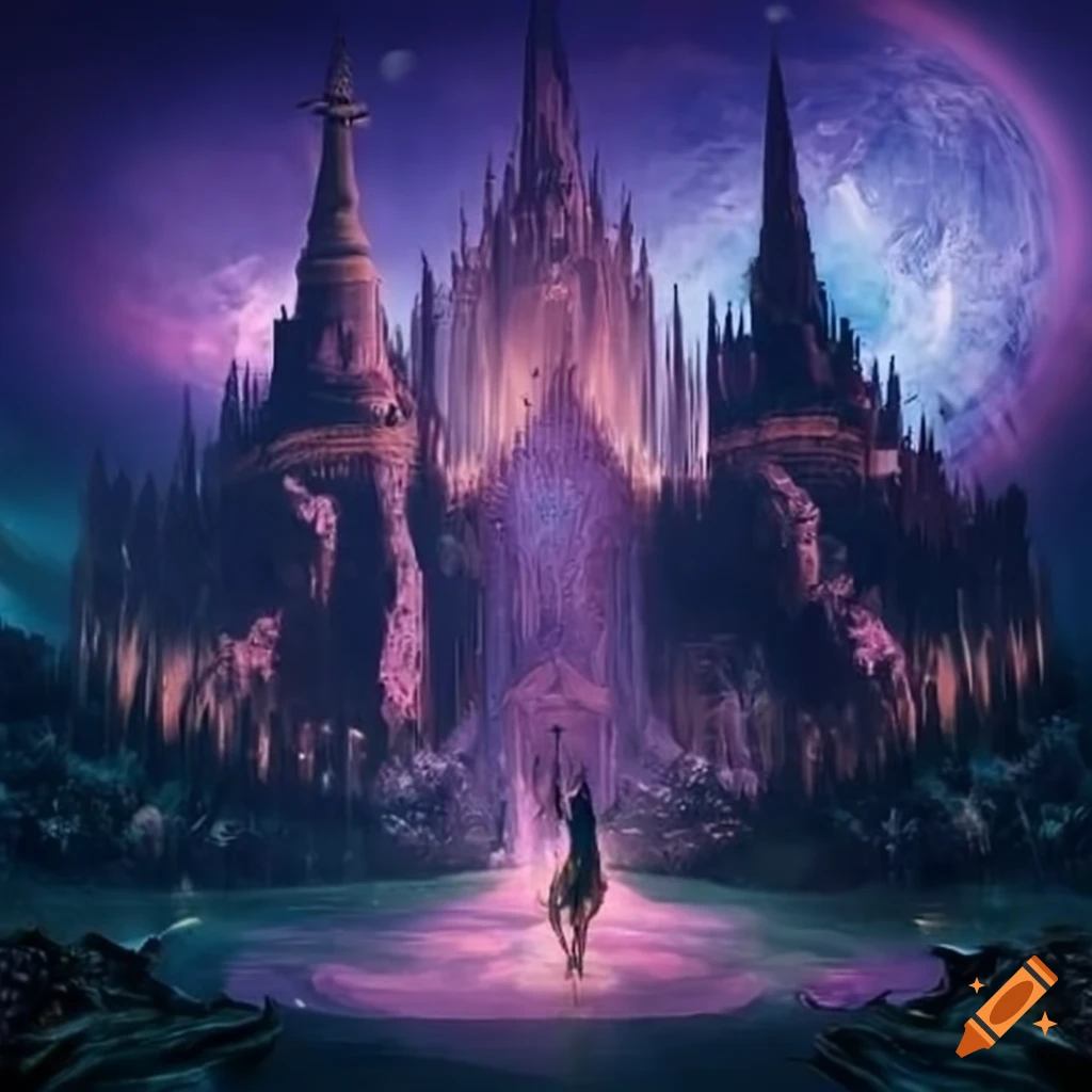 Mystic planet with elves, fairies, and a grand palace on Craiyon