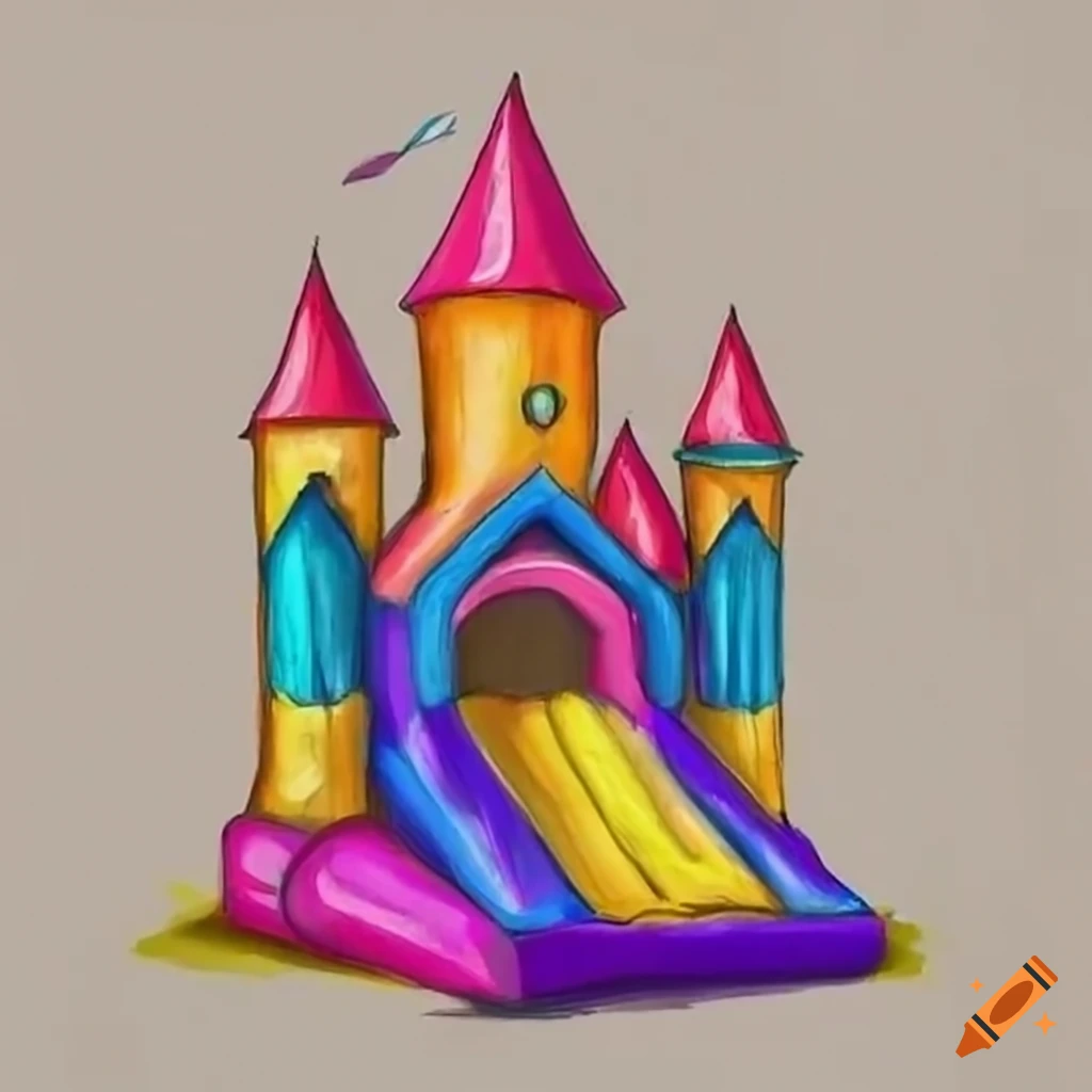 Colorful bouncy castle drawing on Craiyon