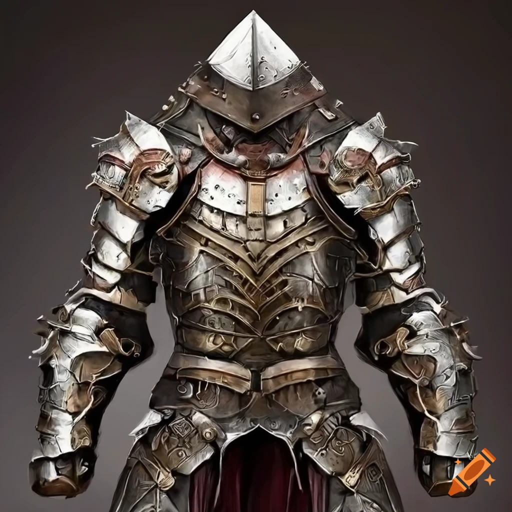 Intricate and detailed fantasy metal armor design from multiple angles ...