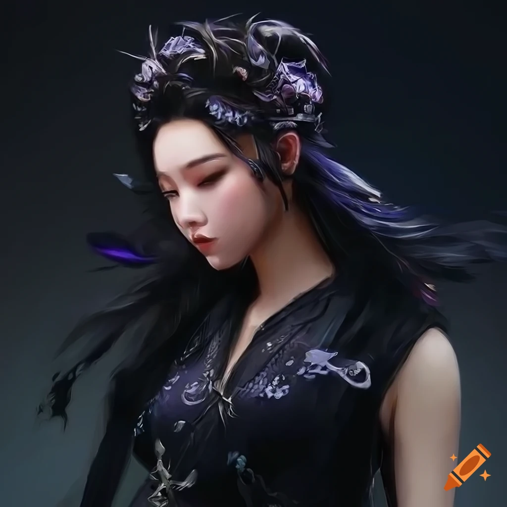Digital masterpiece by Ruan Jia featuring a subject with flowing hair ...