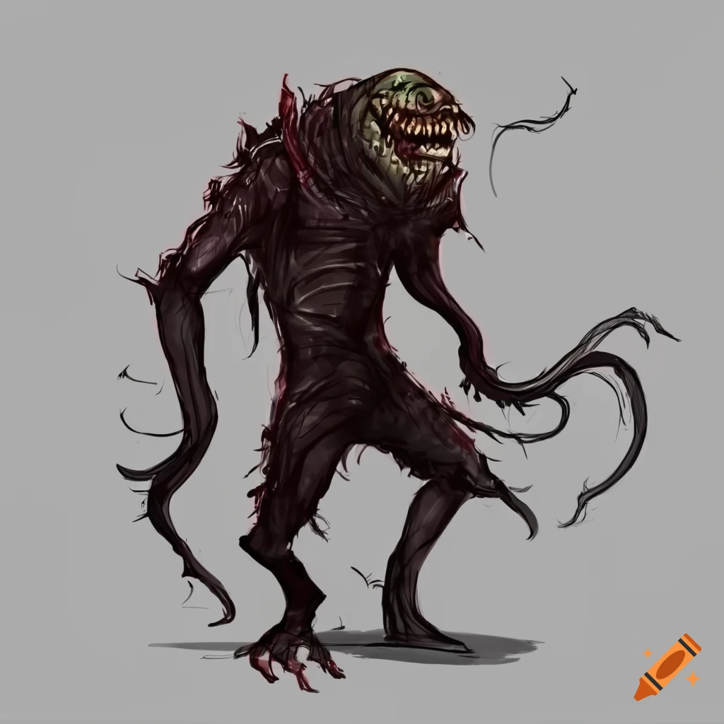 Nightmare monster full body sketch on Craiyon