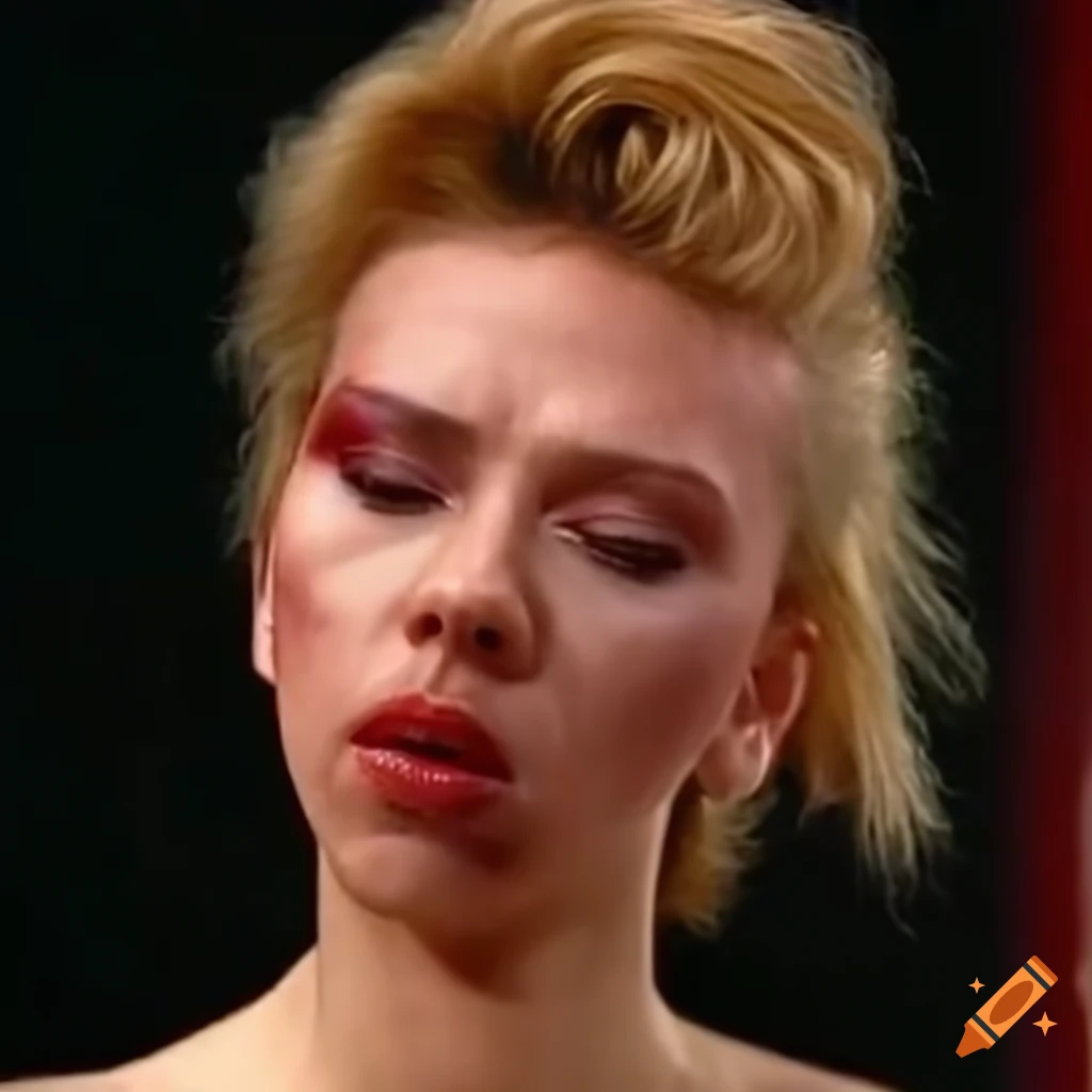 Scarlett johansson as a bruised female punk fighter with a dizzy expression on Craiyon