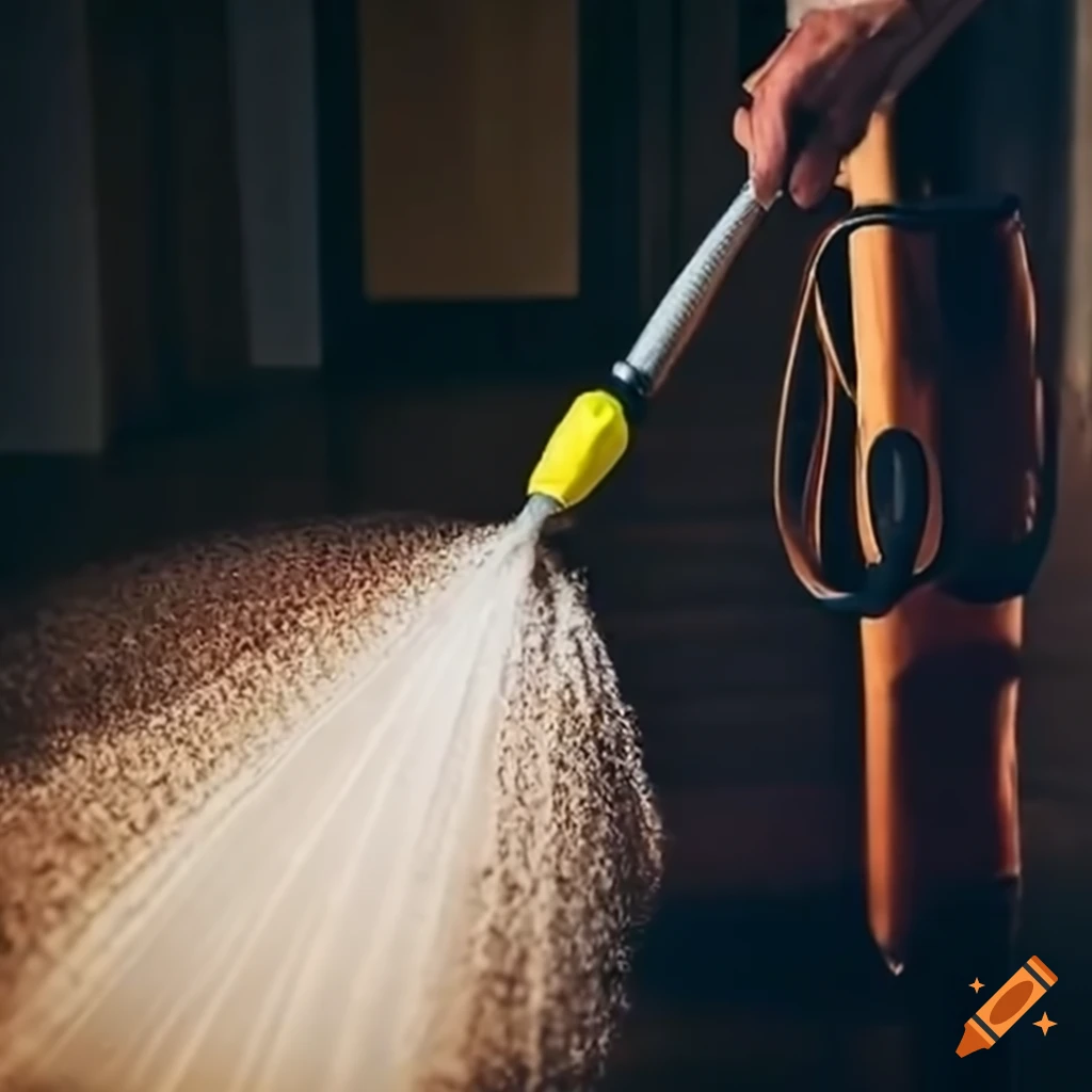 Man using a pressure washer to clean pollen from his house on Craiyon
