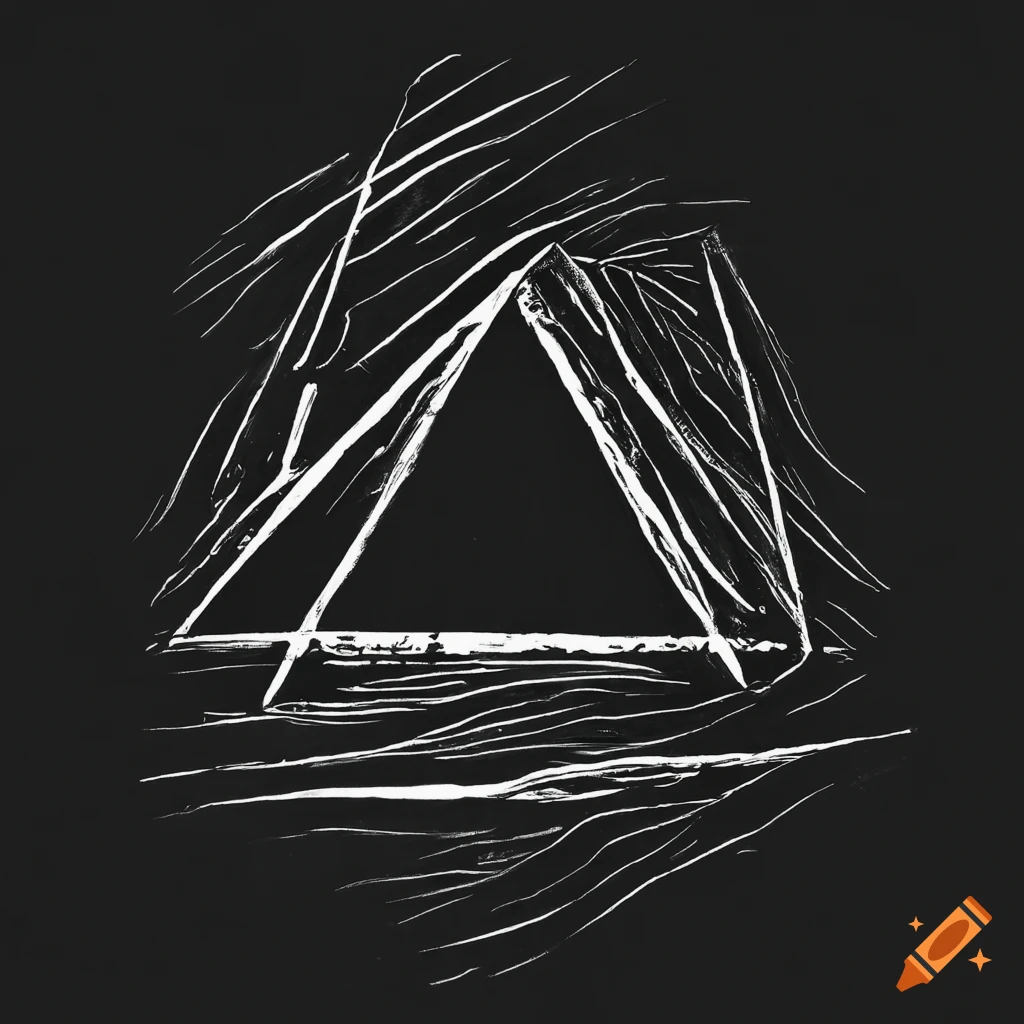 Ink drawing of a triangle with shadowy figure behind on Craiyon