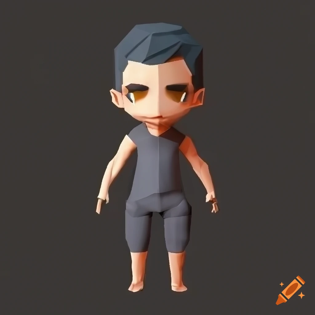 Low poly cute male body 3D model reference pose with fire and wheel ...