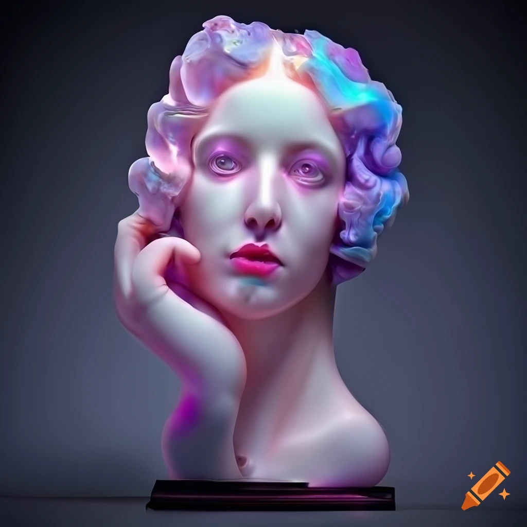 Intricately sculpted random colored veined marble figures with ...