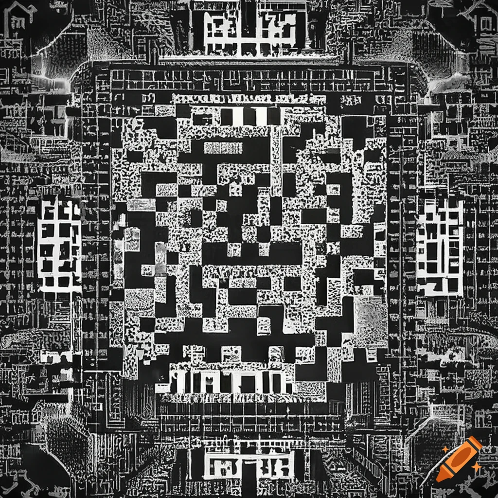 Epic black and white qr code inspired by bosch's depiction of souls ...