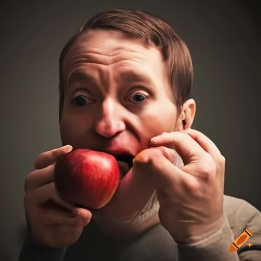 Man eating an apple on Craiyon