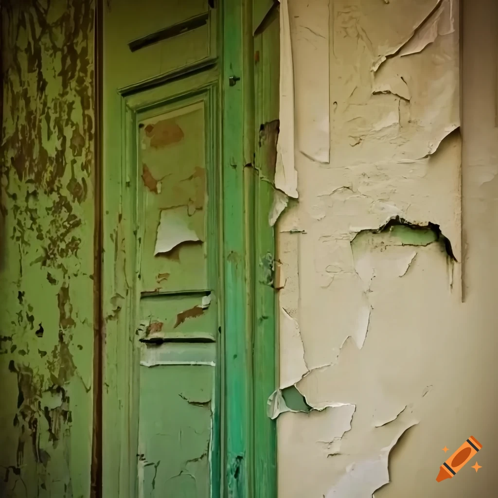 Close-up of peeling concert posters on an abandoned wall with broken ...