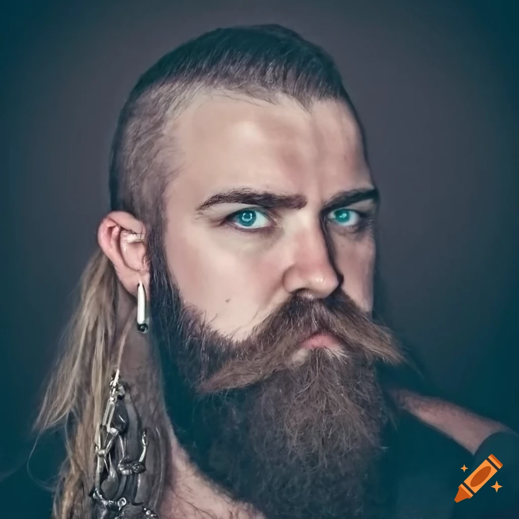 Scruffy bearded viking hipster with piercings and nose ring on Craiyon