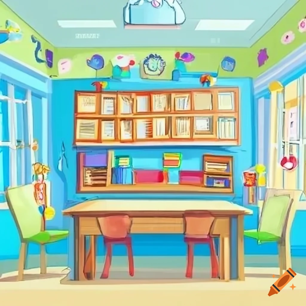 Illustration of an english teacher's room on Craiyon