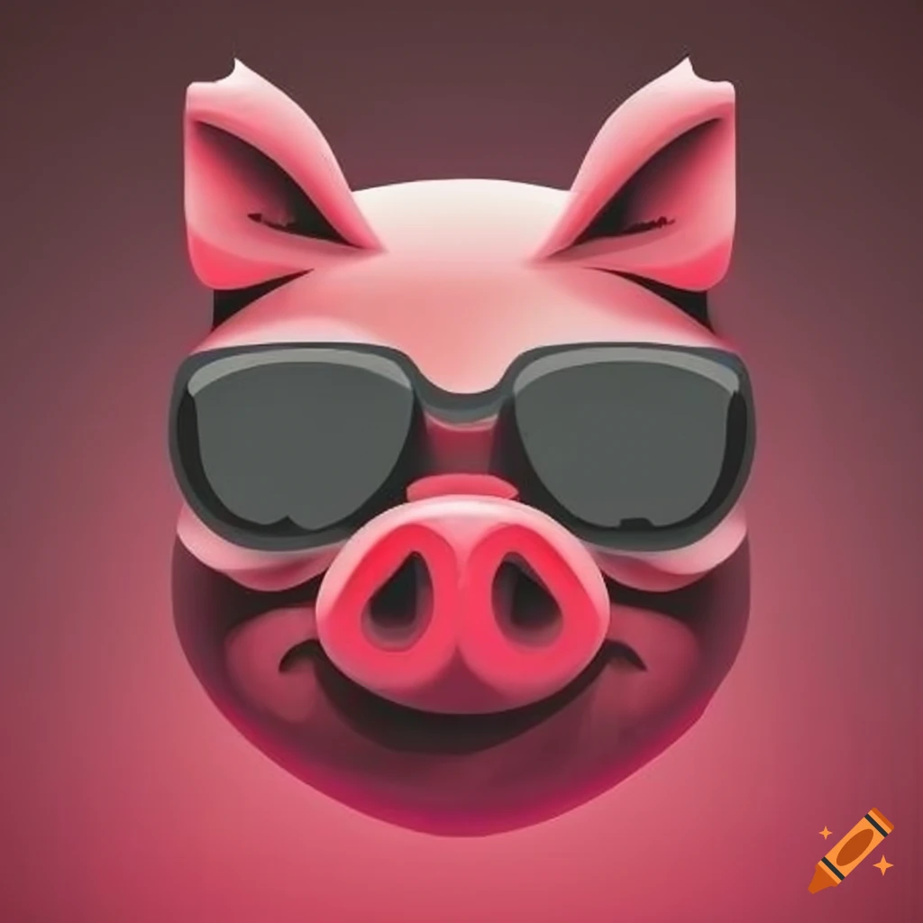 Red logo of cool pig on Craiyon