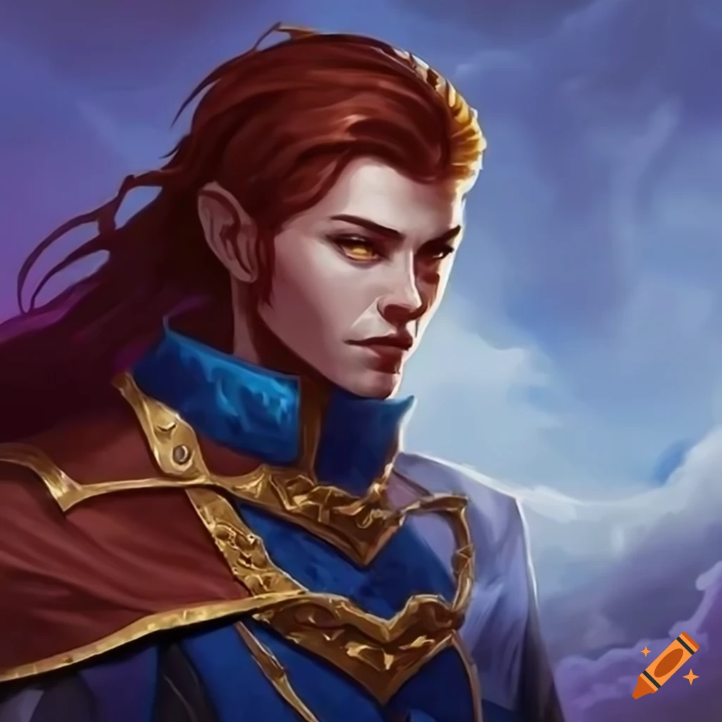 Handsome prince gazing at the sky in a magic the gathering card on Craiyon
