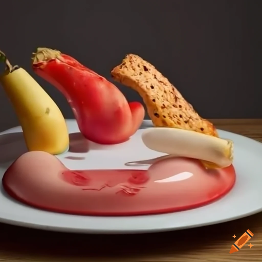 Digital sculpture of food on a table on Craiyon