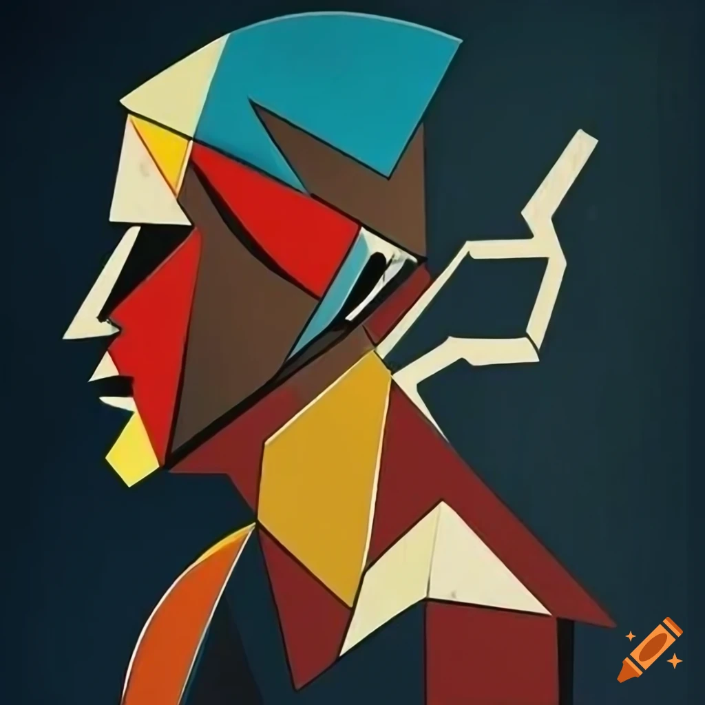 Abstract cubist American football player in high definition M1970 retro ...