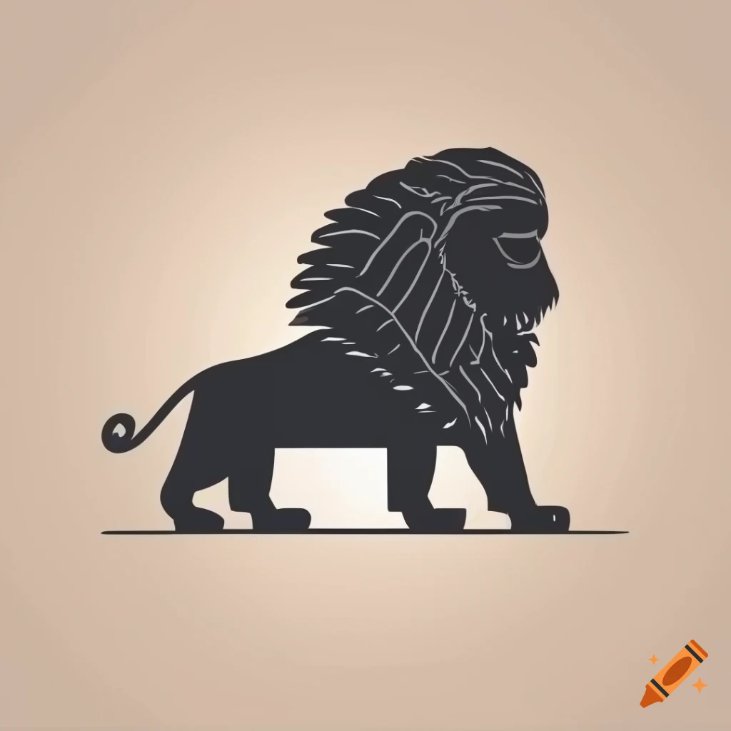 Monochrome flat illustration of a babylon lion icon on Craiyon