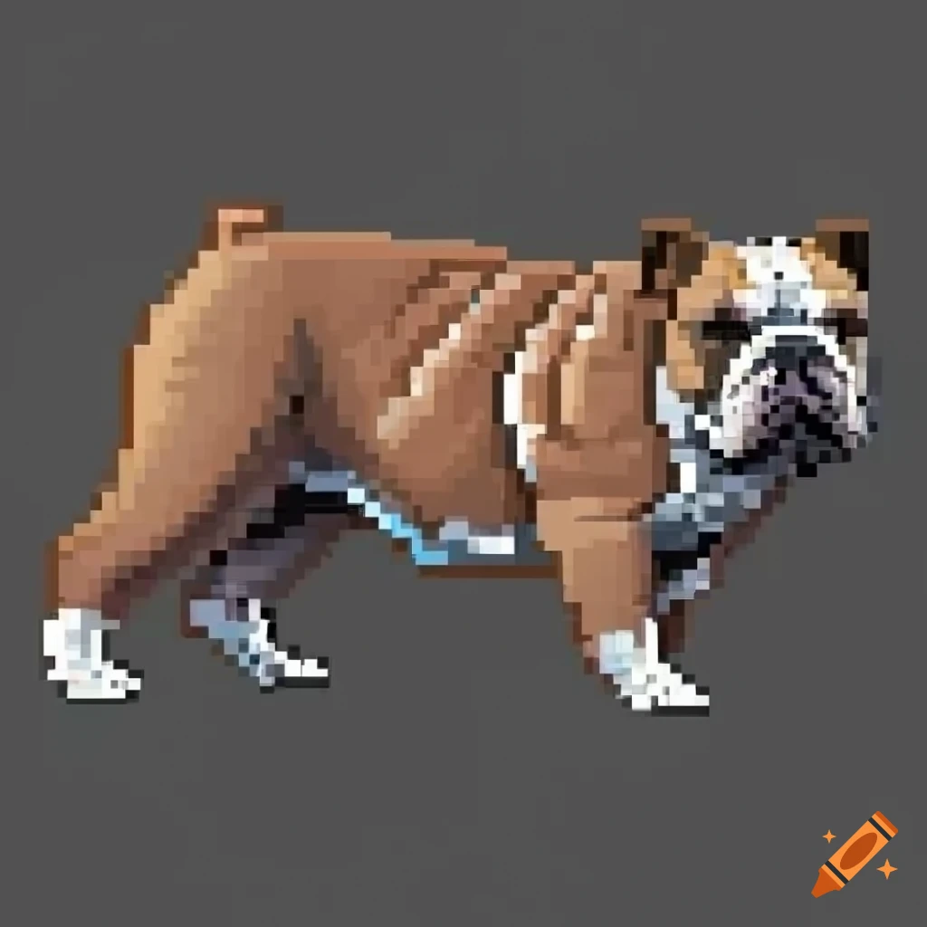 Realistic pixel art of a bulldog in 128x128 resolution on Craiyon