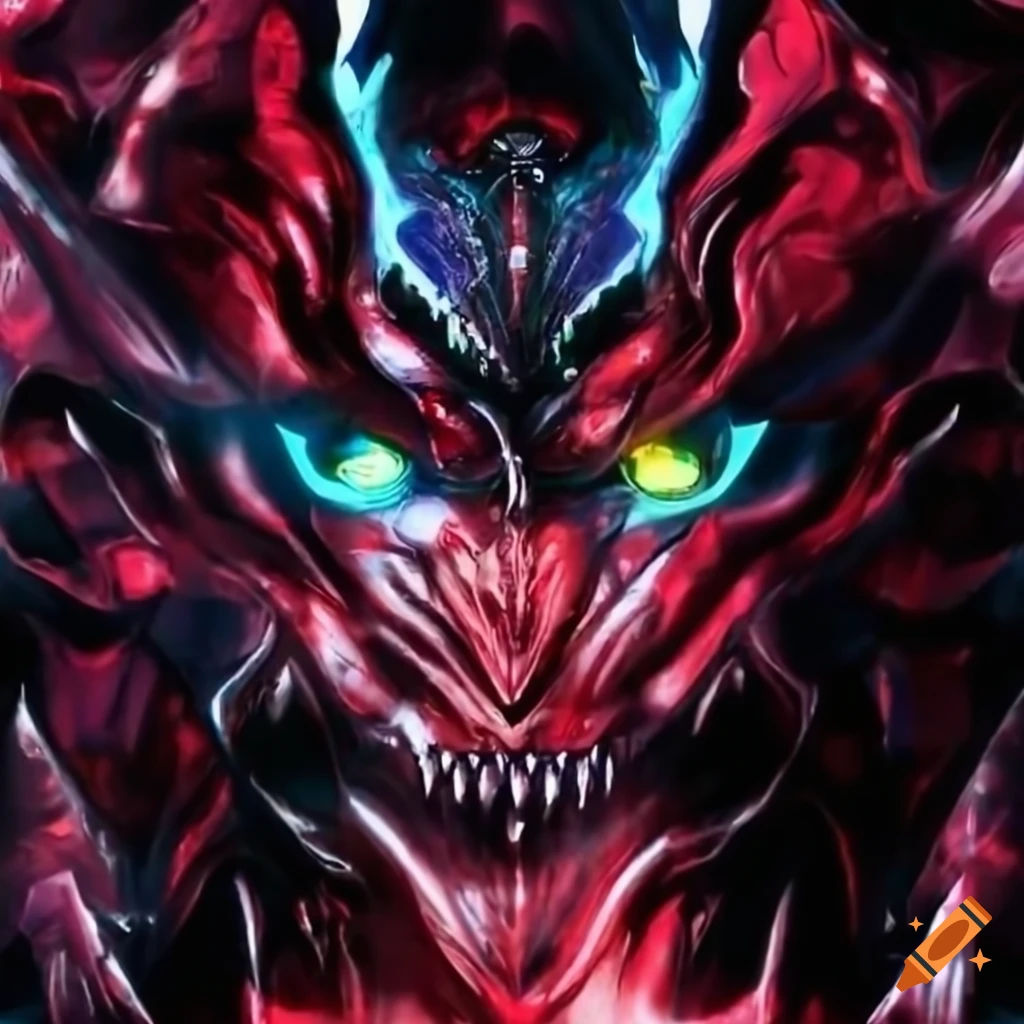 Stained glass art of devil jin, zetman, and ultron on Craiyon