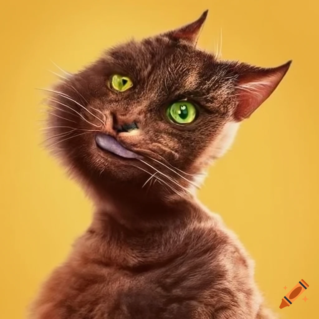 Portrait of a human-cat hybrid sitting on turf on Craiyon