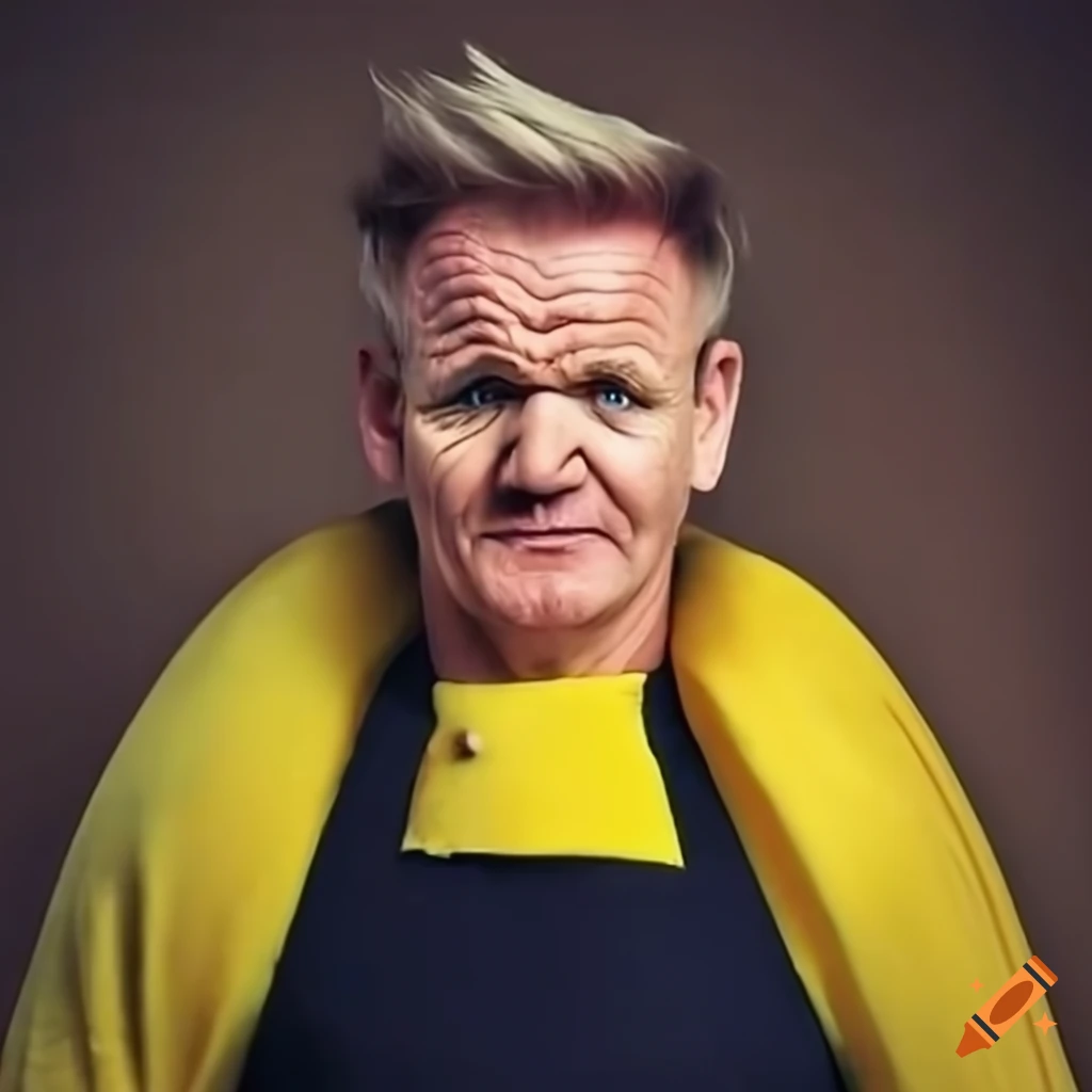 Gordon ramsay in a banana costume portrait photo on Craiyon