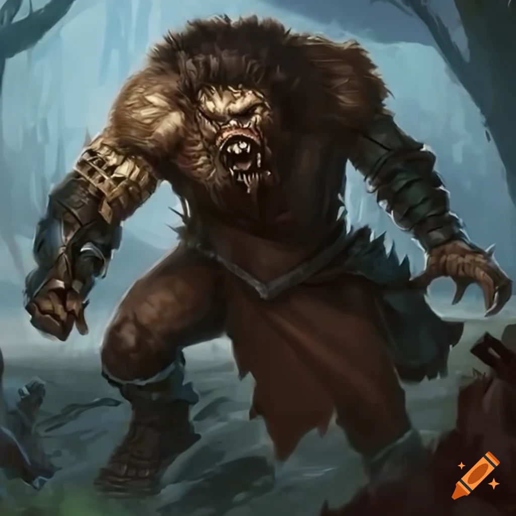 Magic the gathering card depicting a battle scene between a beast and a ...