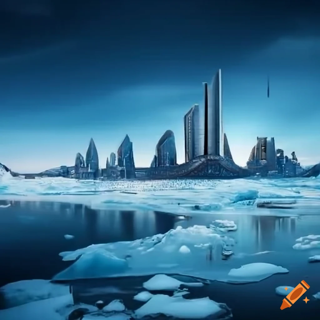 Futuristic city in the arctic on Craiyon