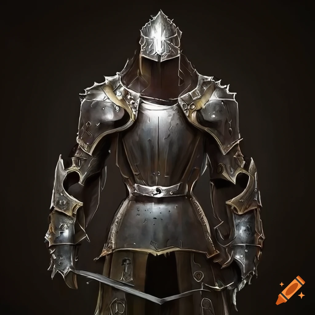 Intricate and detailed fantasy metal armor design from multiple angles ...