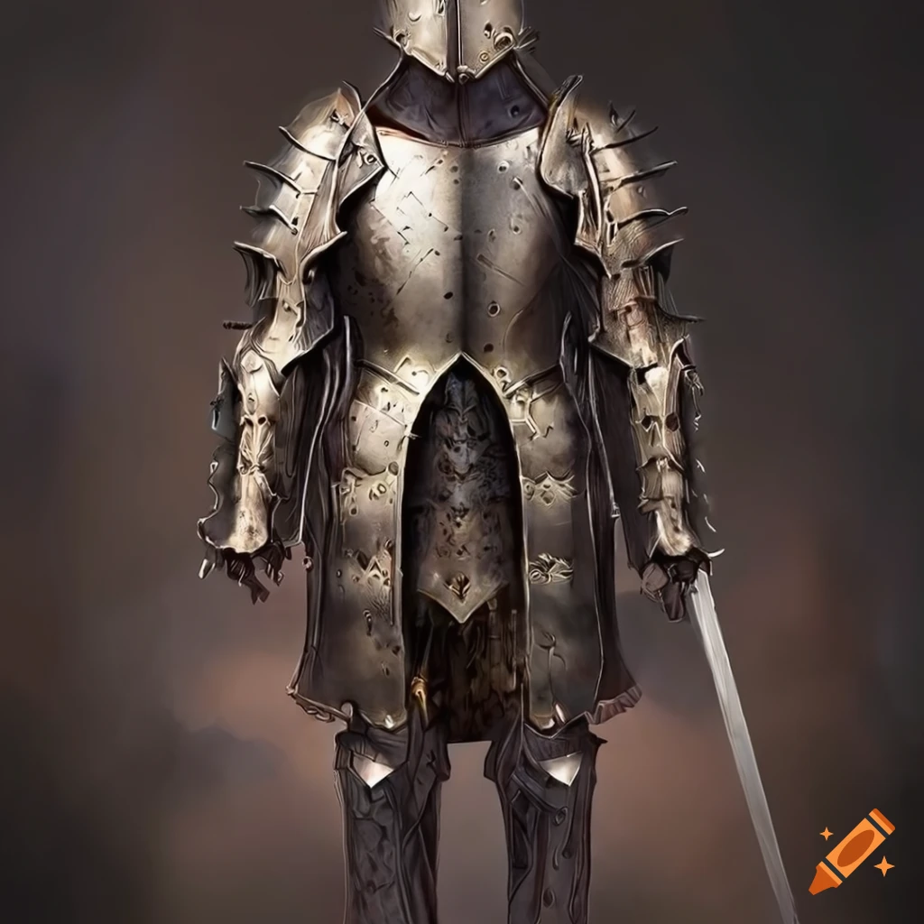 Intricate and detailed fantasy metal armor design from multiple angles ...