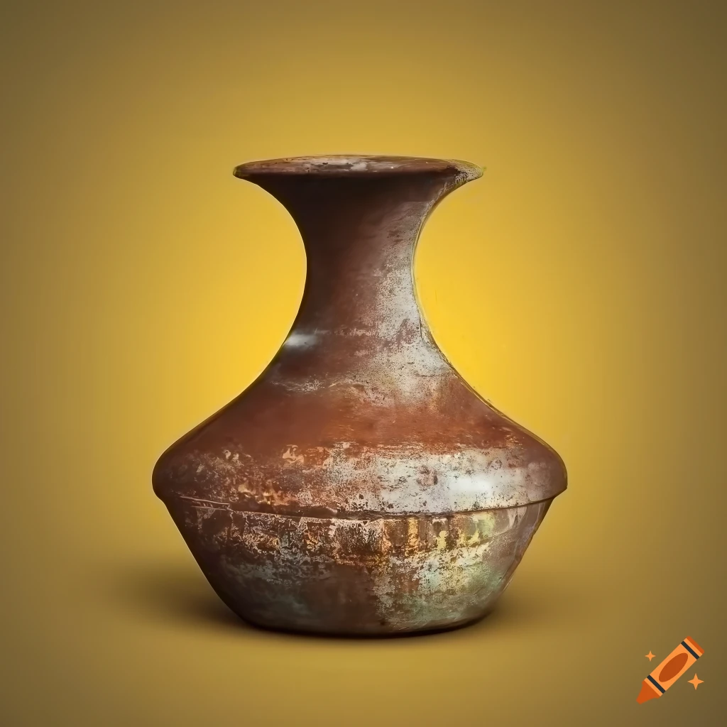 Old rusty vase on a yellow background on Craiyon