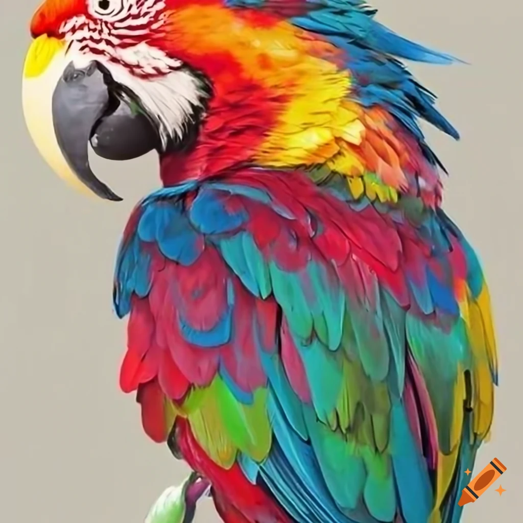 Pop art illustration of a parrot-human hybrid on Craiyon