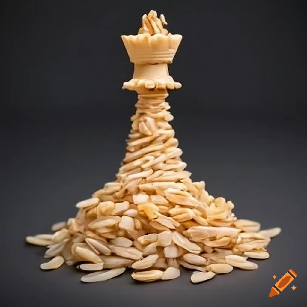 Chess piece made out of rice grains on Craiyon