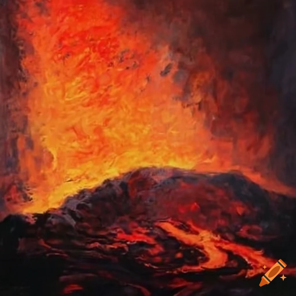 Volcanic eruption painting by monet on Craiyon