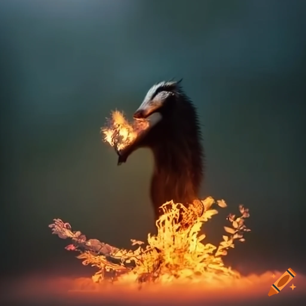 Badger using a flamethrower on Craiyon