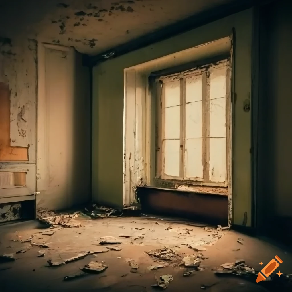Abandoned flooded basement with built-in cabinets and shelves on Craiyon