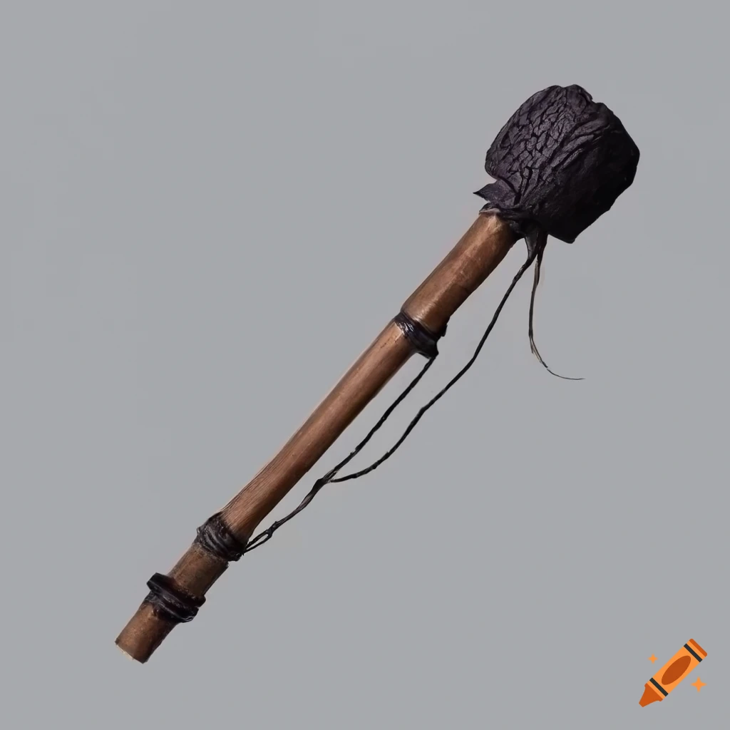 Improvised torch with cloth-wrapped wooden stick on Craiyon