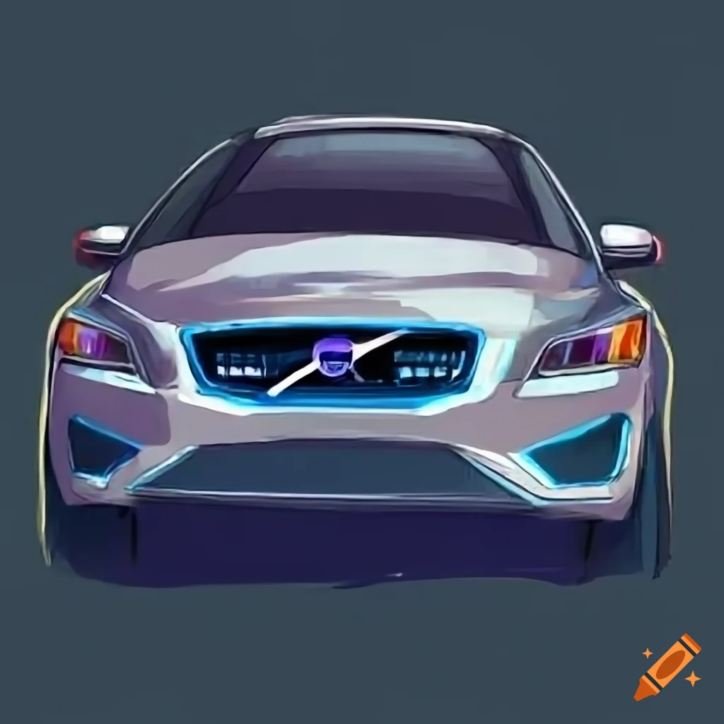 Cartoon volvo s60 car in a small advertisement style on Craiyon