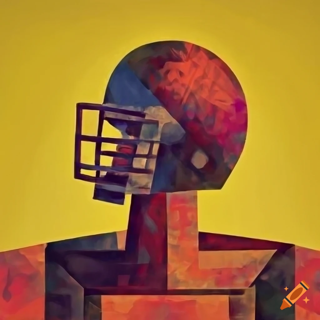 Abstract cubist american football player in high definition on Craiyon