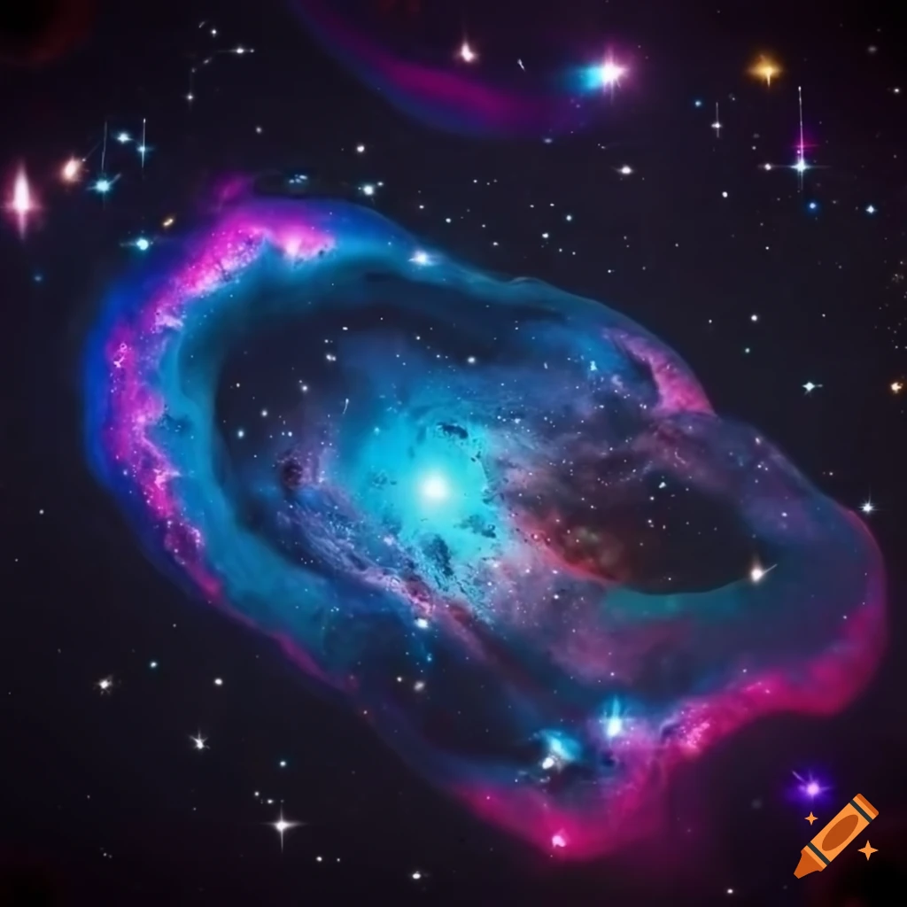 Photorealistic colorful snake-shaped galaxy in Unreal Engine on Craiyon