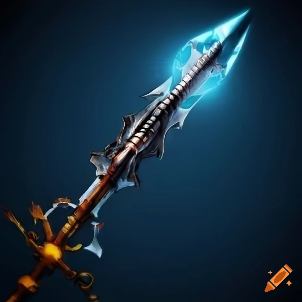 Mechanical spear with a cool background on Craiyon