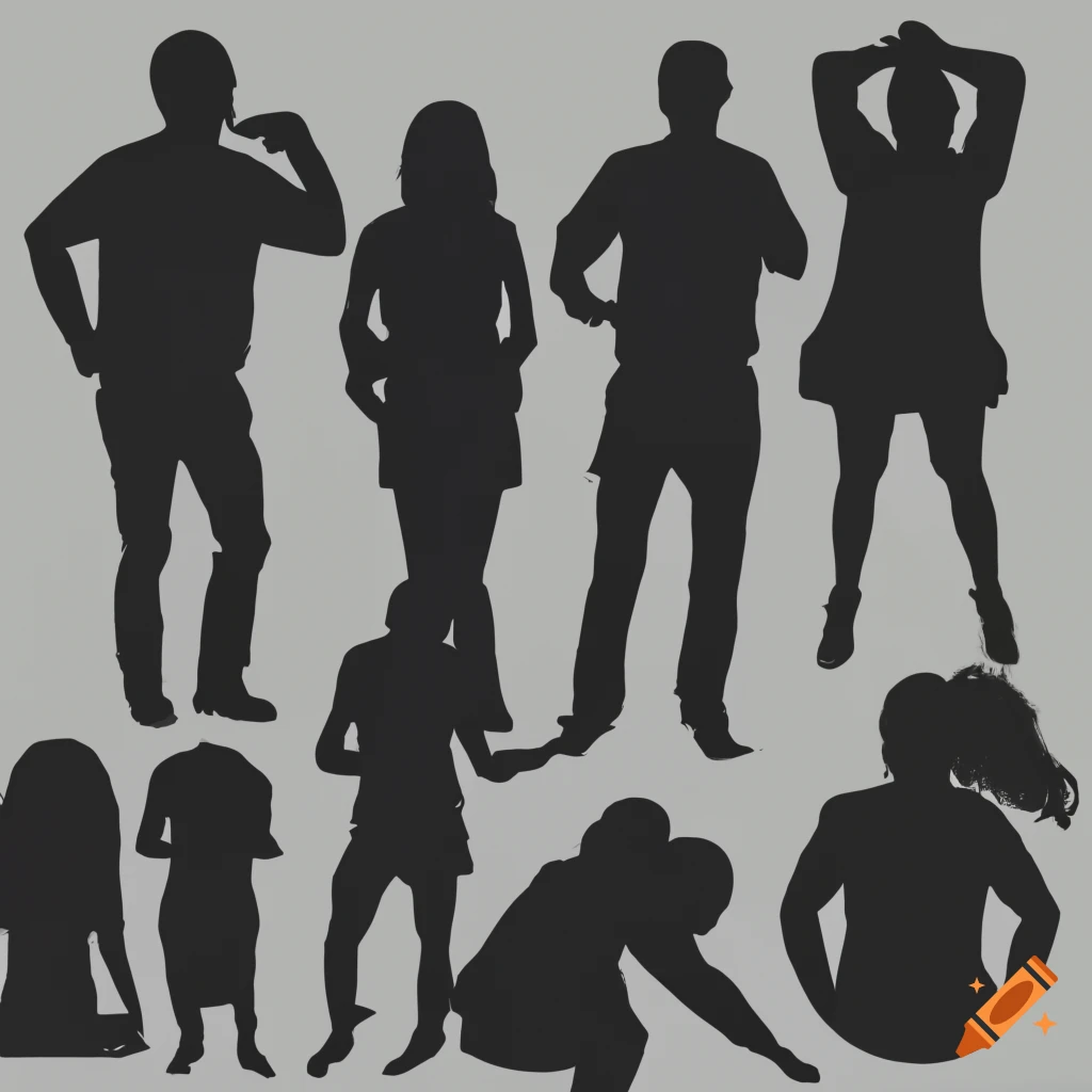 Silhouettes of a group of people appearing guilty on Craiyon