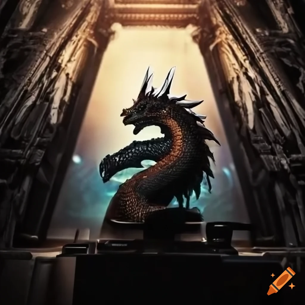 Programmer room with a dragon sitting in front of a computer on Craiyon