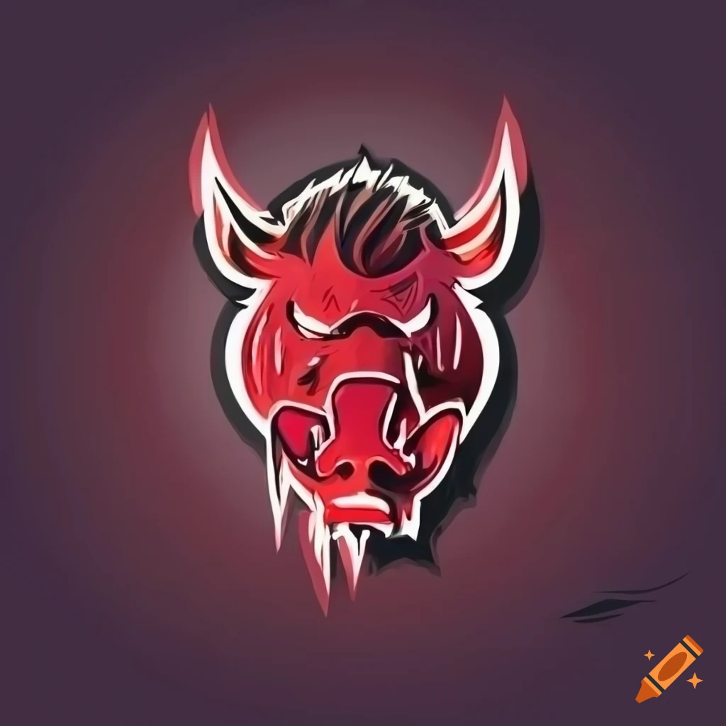 Red wild boar logo with lightning on Craiyon