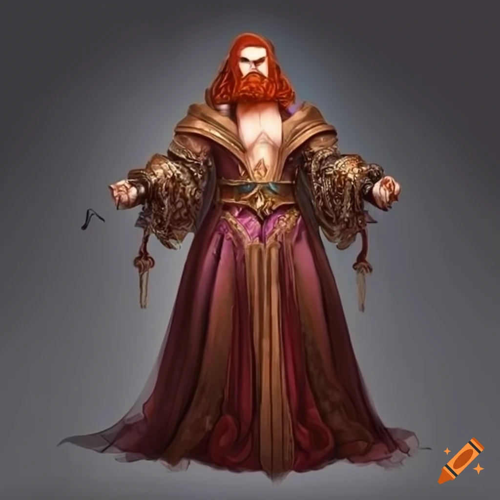 Red-haired male dwarf in an elegant ball gown in a fantasy setting on ...