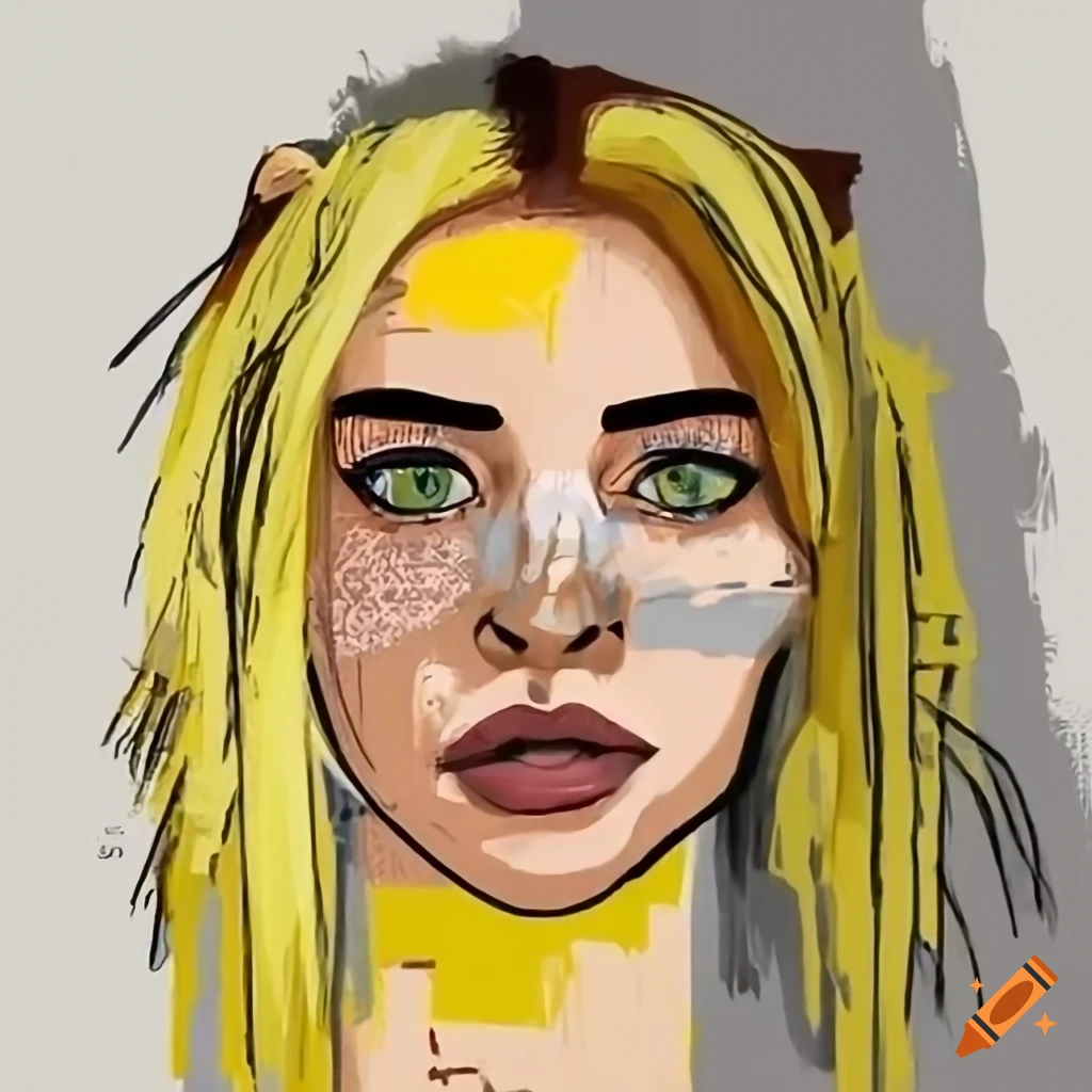 Portrait Of A Turkish Woman With A Yellow Cat In Jean Michel Basquiat